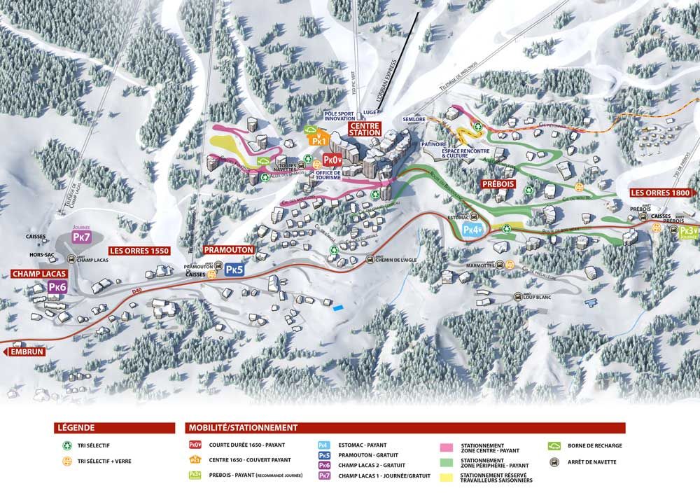 Plan station Les Orres 1650