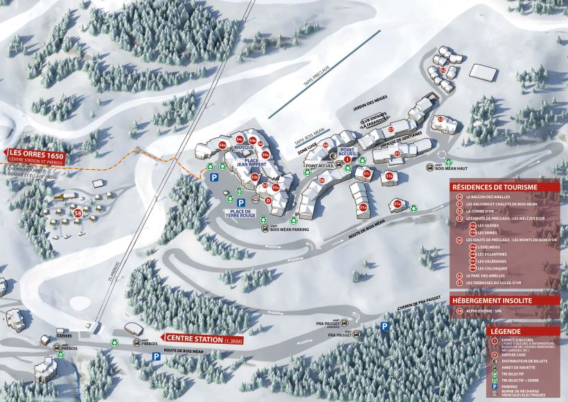 Plan Les Orres 1800 hiver